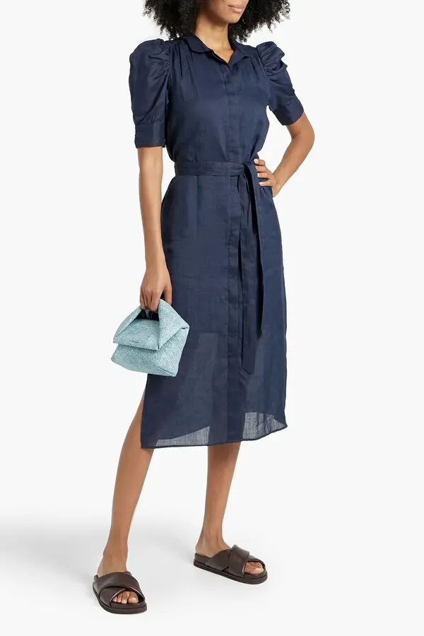 FRAME Ramie Midi Shirt Dress