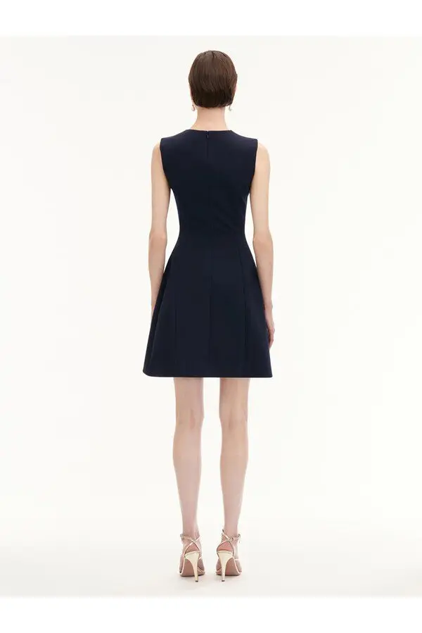 Oscar De La Renta Bow Button Split Skirt Dress
