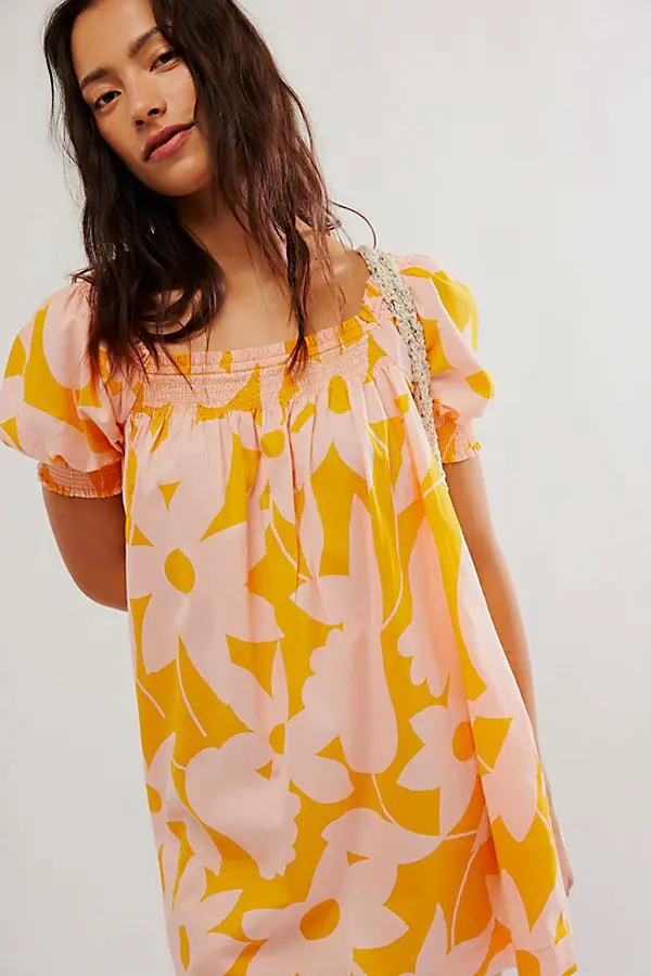 light pink mini dress flowy Light Pink Frill- Layered Mini-Dress