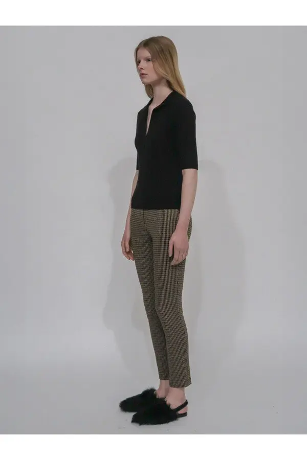 Rosetta Getty Cropped Skinny Houndstooth Pants
