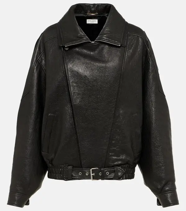 Saint Laurent Oversized Leather Blouson - Black