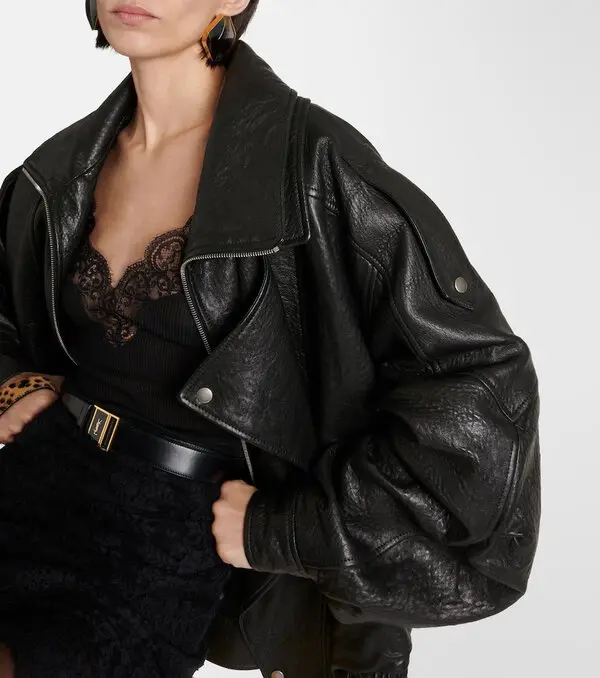 Saint Laurent Oversized Leather Blouson - Black
