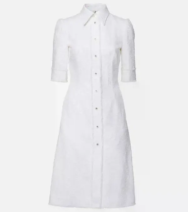 Dolce & Gabbana Cotton-blend Tweed Shirt Dress - White