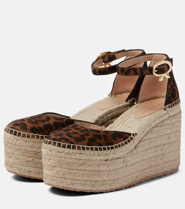 GIANVITO ROSSI Leopard-print Espadrille Wedges - Multicoloured