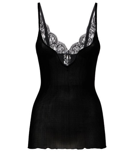 Saint Laurent Lace-trimmed Silk Tank Top - Black