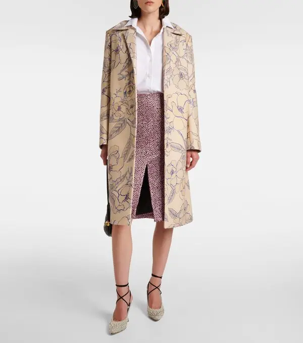 Dries Van Noten Floral Wool-blend Trench Coat