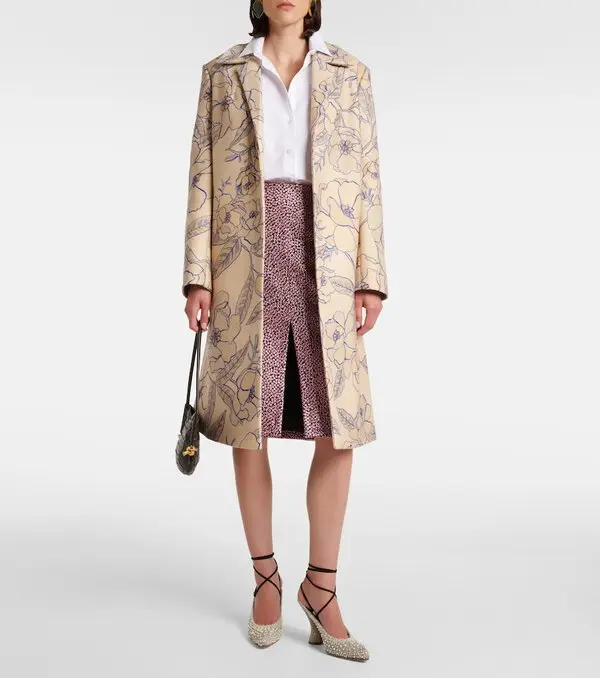 Dries Van Noten Floral Wool-blend Trench Coat
