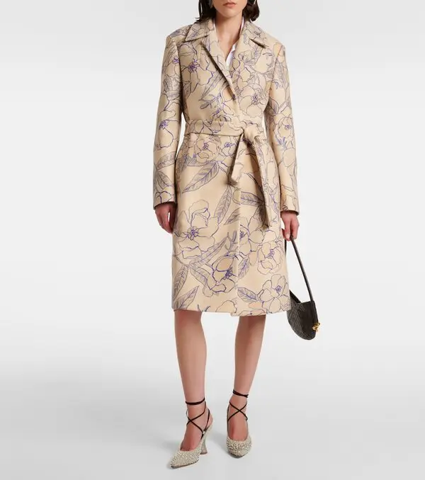 Dries Van Noten Floral Wool-blend Trench Coat