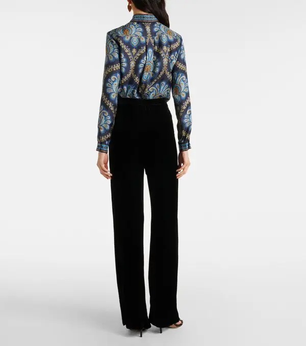 Etro Velvet Straight-leg Trousers - Black