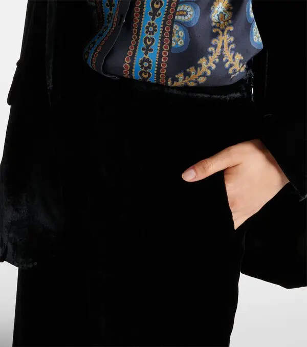 Etro Velvet Straight-leg Trousers - Black