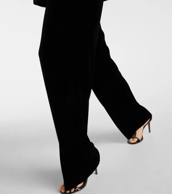 Etro Velvet Straight-leg Trousers - Black