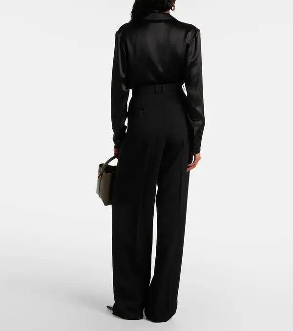 Saint Laurent High-rise Wool Wide-leg Pants