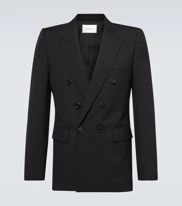 Saint Laurent Double-breasted Wool Blazer - Black