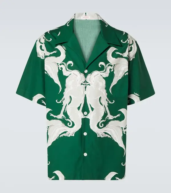 Valentino Garavani Printed Cotton Poplin Bowling Shirt