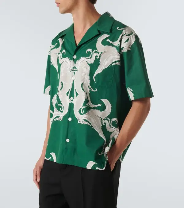 Valentino Garavani Printed Cotton Poplin Bowling Shirt