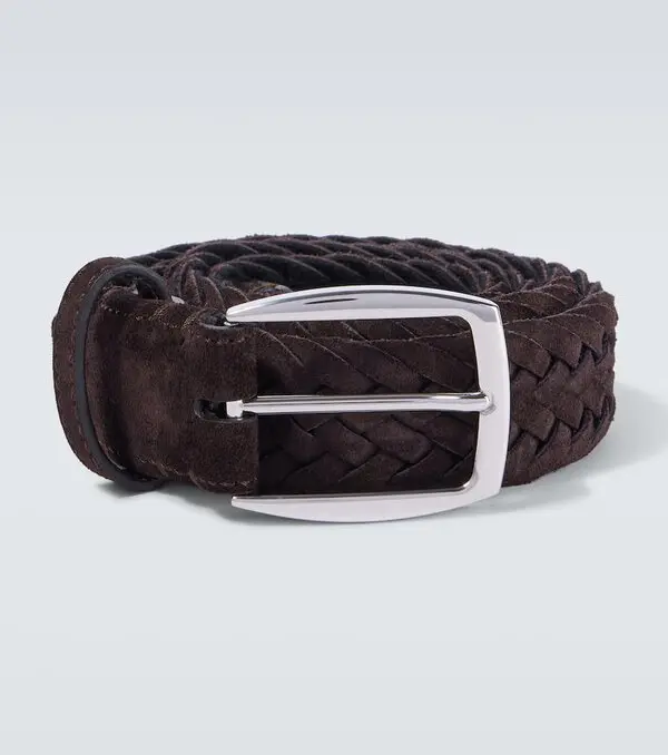 Brioni Braided Suede Belt - Brown
