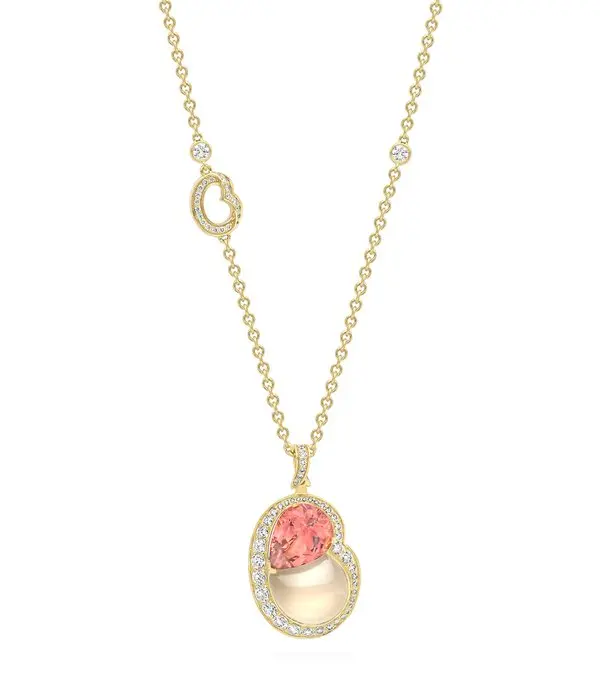 BOODLES Yellow Diamond, Pink Tourmaline, And Moonstone Necklace - Gold