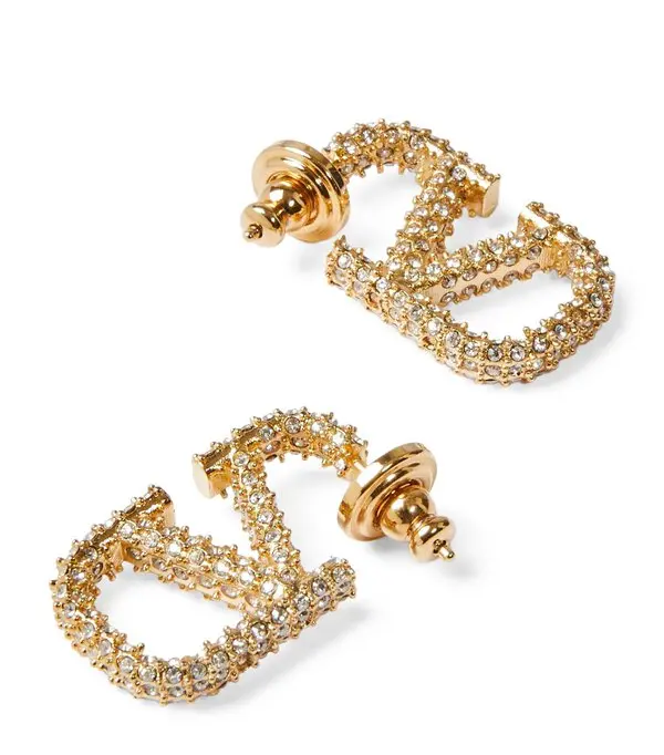 Valentino Garavani Vlogo Signature Strass Hoop Earrings - Gold
