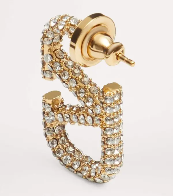 Valentino Garavani Crystal Vlogo Signature Hoop Earrings - Gold