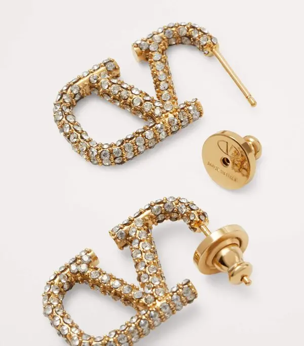 Valentino Garavani Crystal Vlogo Signature Hoop Earrings - Gold