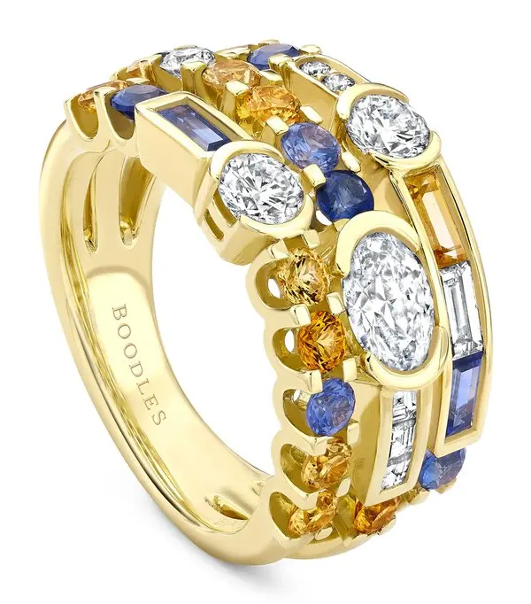 BOODLES Yellow Diamond And Sapphire Ring - Gold