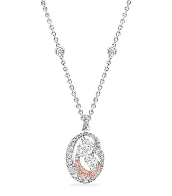 BOODLES Platinum, Rose Gold And Diamond National Gallery Motherhood Pendant Necklace - Silver
