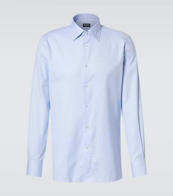 Zegna Cotton Oxford Shirt - Blue
