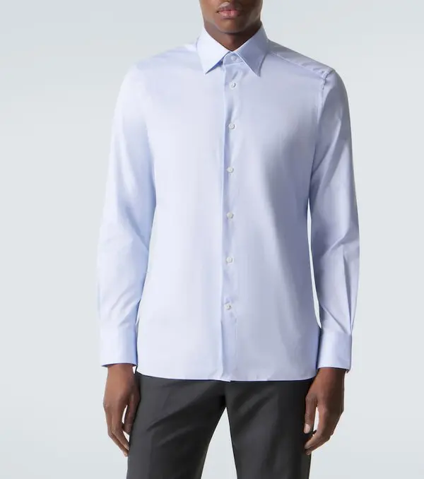 Zegna Cotton Oxford Shirt - Blue