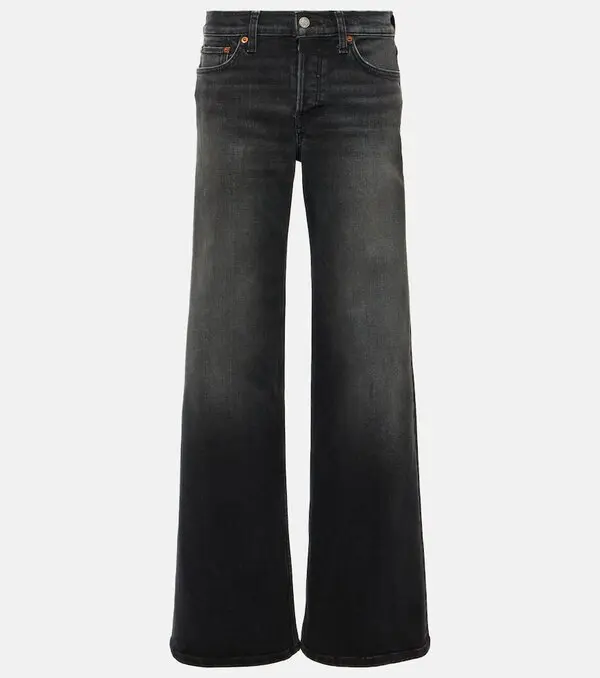 RE/DONE Mid-rise Wide-leg Jeans - Black