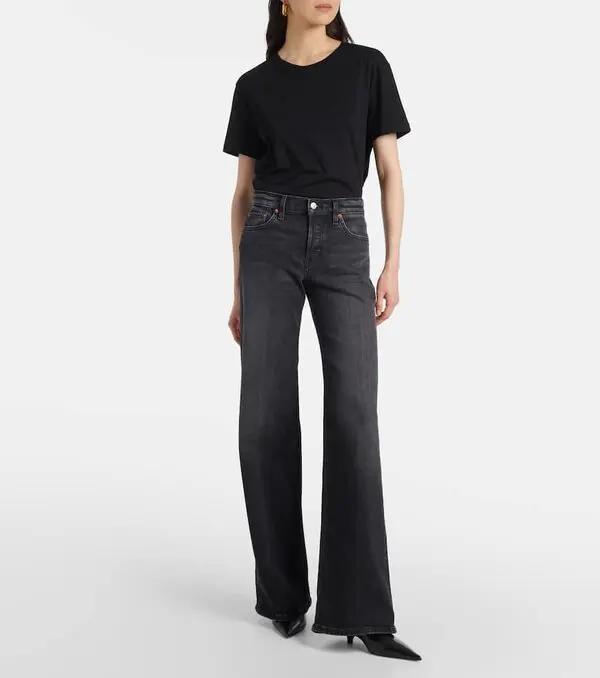 RE/DONE Mid-rise Wide-leg Jeans - Black