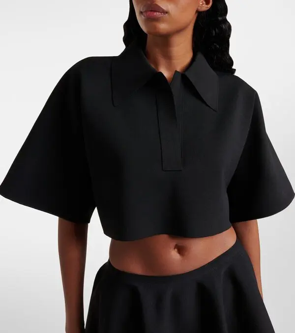 Alaïa Cropped Polo Shirt - Black