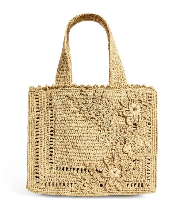 Zimmermann Raffia Floral Tote Bag