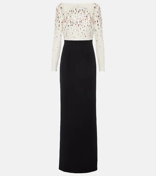 Safiyaa Racha Embroidered Gown - Black