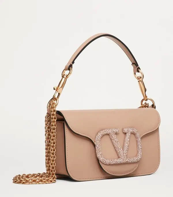 Valentino Garavani Small Leather Locò Shoulder Bag - Beige