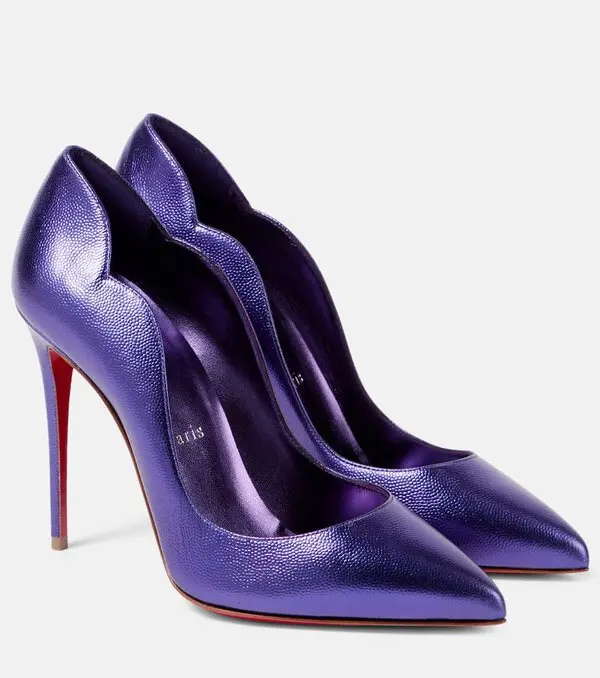 CHRISTIAN LOUBOUTIN Hot Chick 100 Metallic Leather Pumps - Purple
