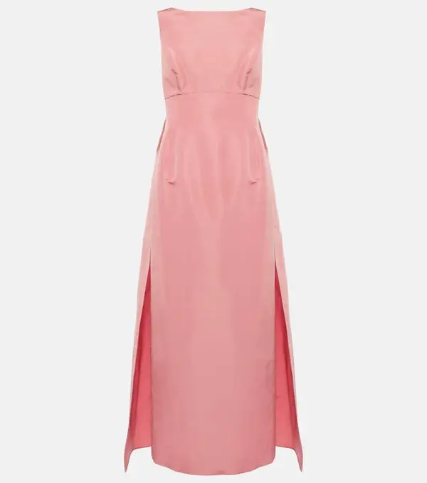 Oscar De La Renta Caped Silk Faille Gown