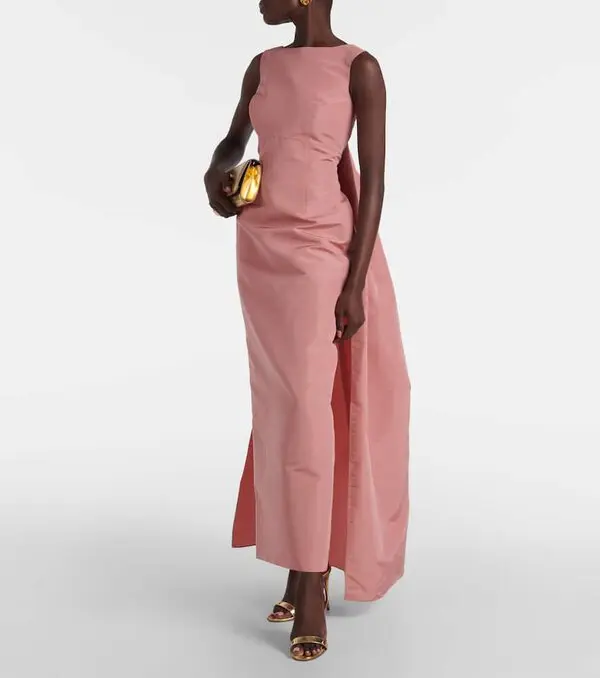 Oscar De La Renta Caped Silk Faille Gown