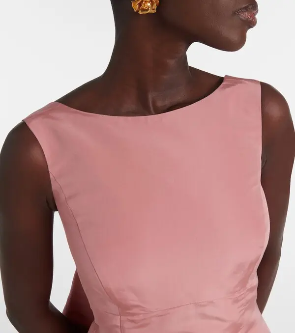 Oscar De La Renta Caped Silk Faille Gown