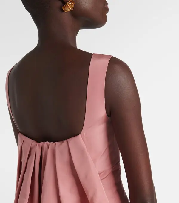 Oscar De La Renta Caped Silk Faille Gown