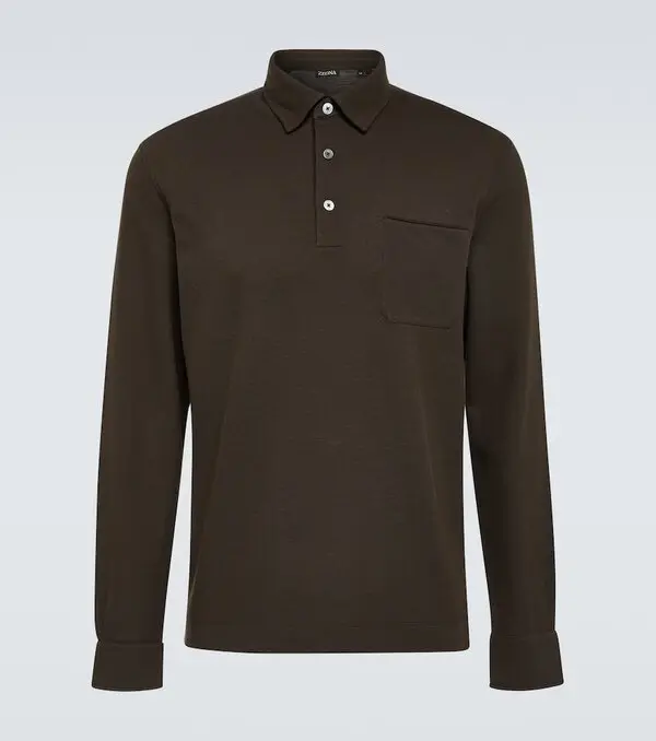 Zegna Cotton Polo Sweater - Brown