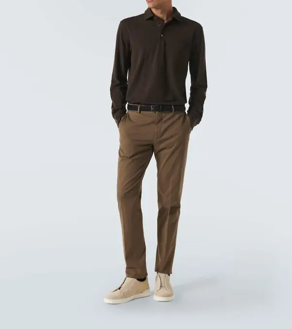 Zegna Cotton Polo Sweater - Brown