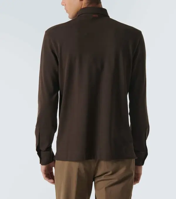 Zegna Cotton Polo Sweater - Brown