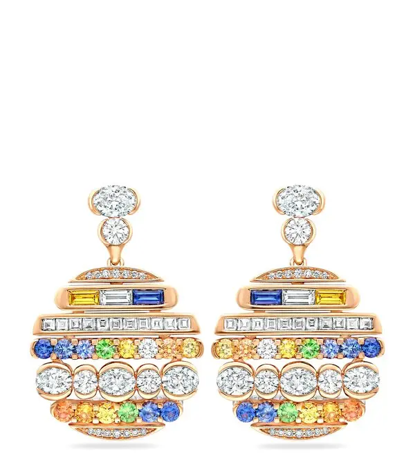 BOODLES Diamond, Sapphire, And Tsavorite Drop Earrings - Rose Gold