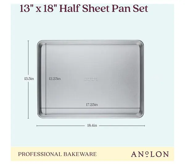 ANOLON Pro-bake Aluminized Steel 2pc Half Sheet Baking Pan Set