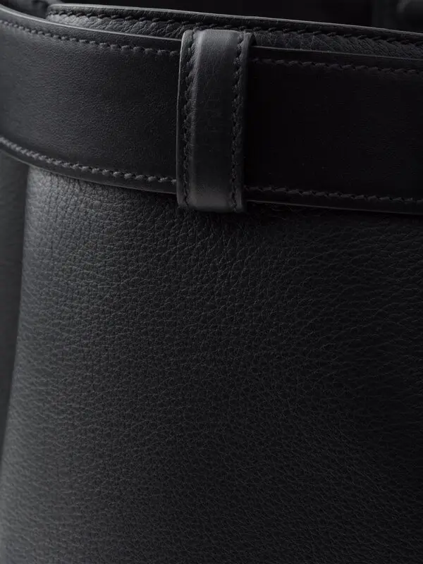 Prada Buckle Leather Bag With Belt - Black