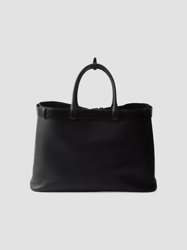Prada Buckle Leather Bag With Belt - Black