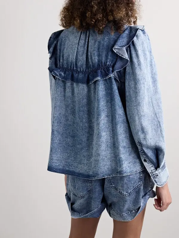 Isabel Marant Idety Ruffled Lenzing™ Lyocell Chambray Shirt