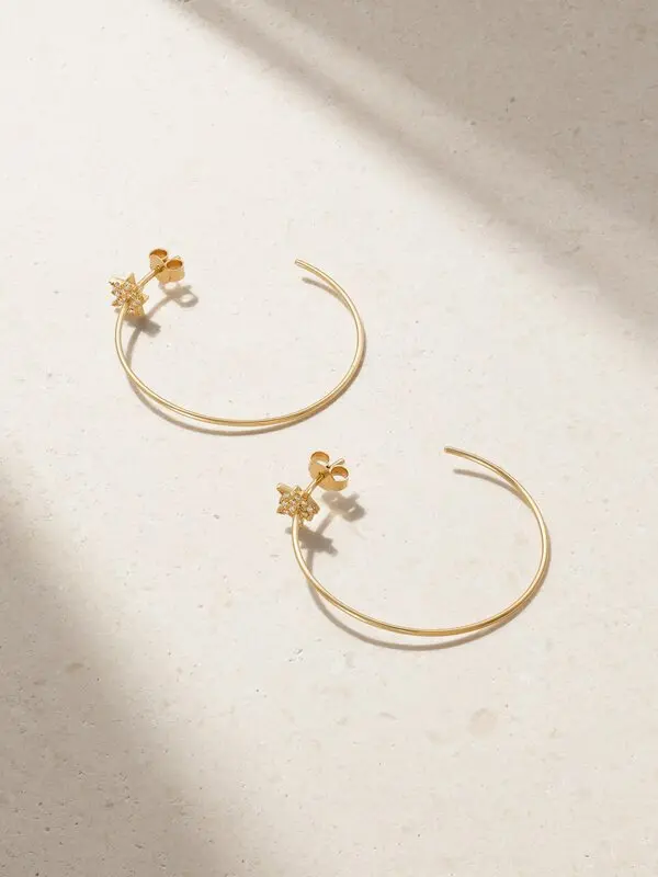 DIANE KORDAS Explosion Medium 18-karat Diamond Hoop Earrings - Gold