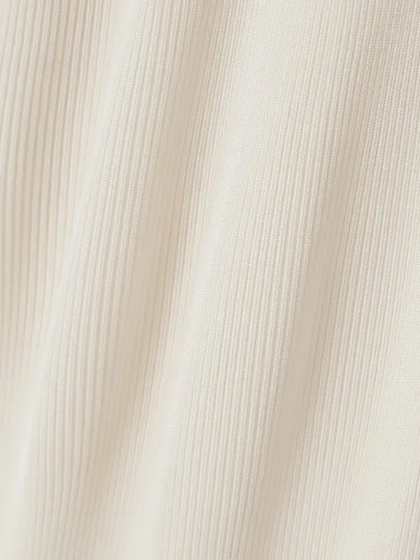 Saint Laurent Lace-trimmed Ribbed Silk-jersey Mini Dress - Neutrals