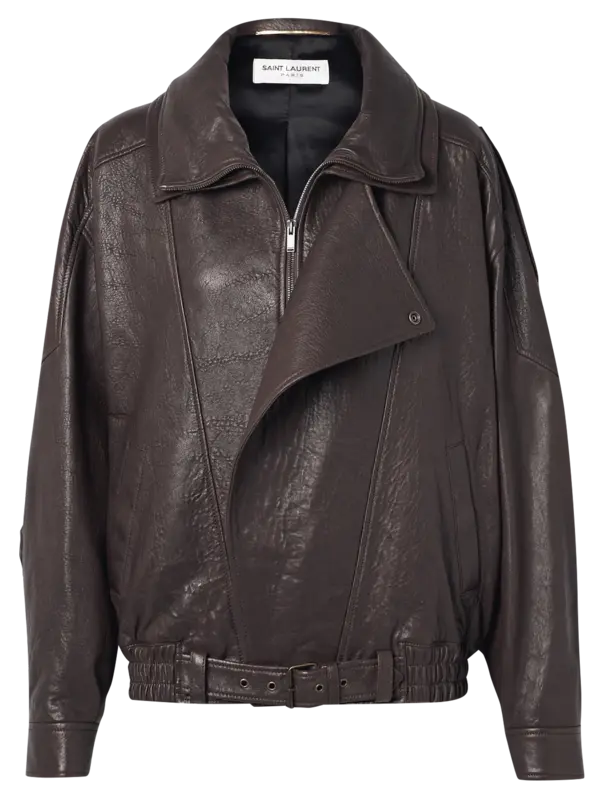 Saint Laurent Oversized Textured-leather Jacket - Brown